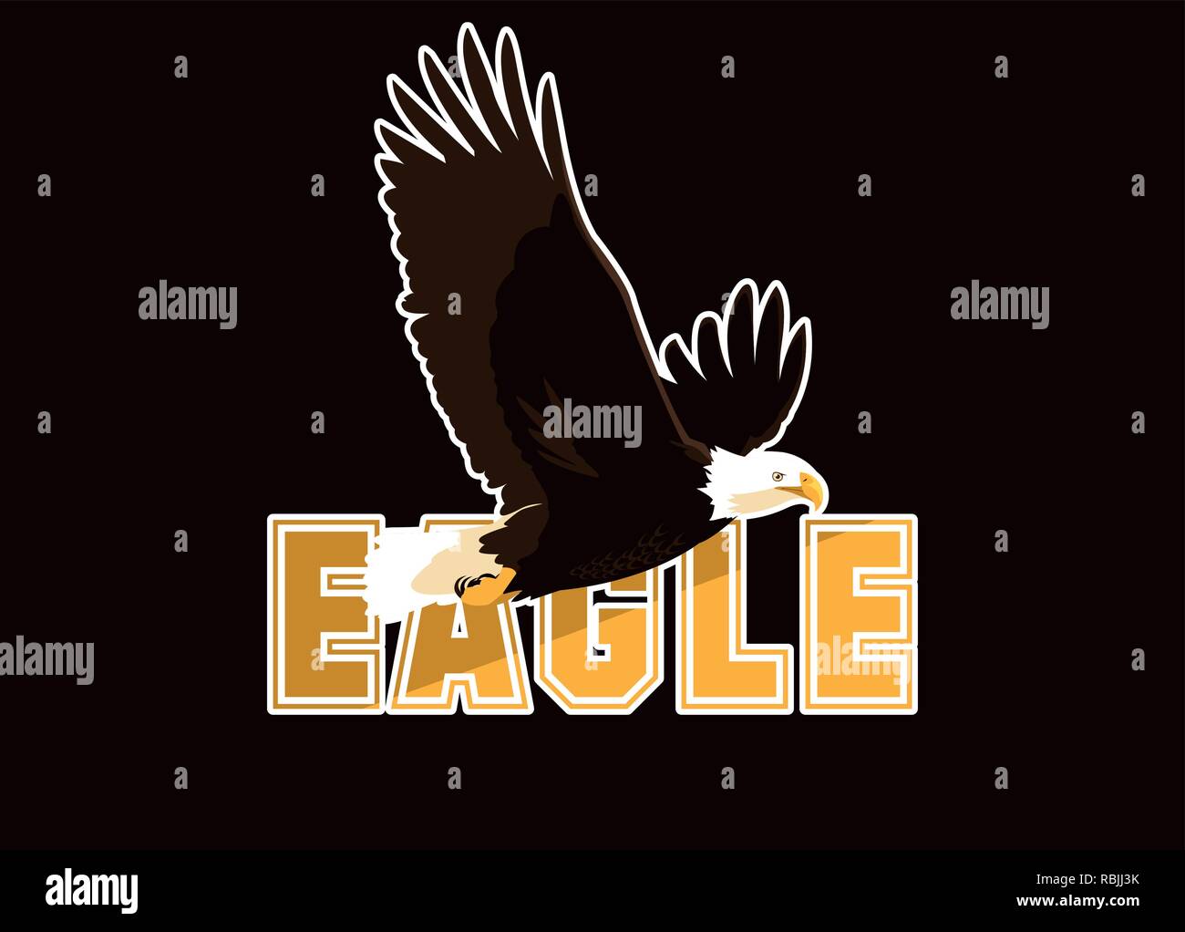 bald eagle bird flying with word vector illustration design Stock ...
