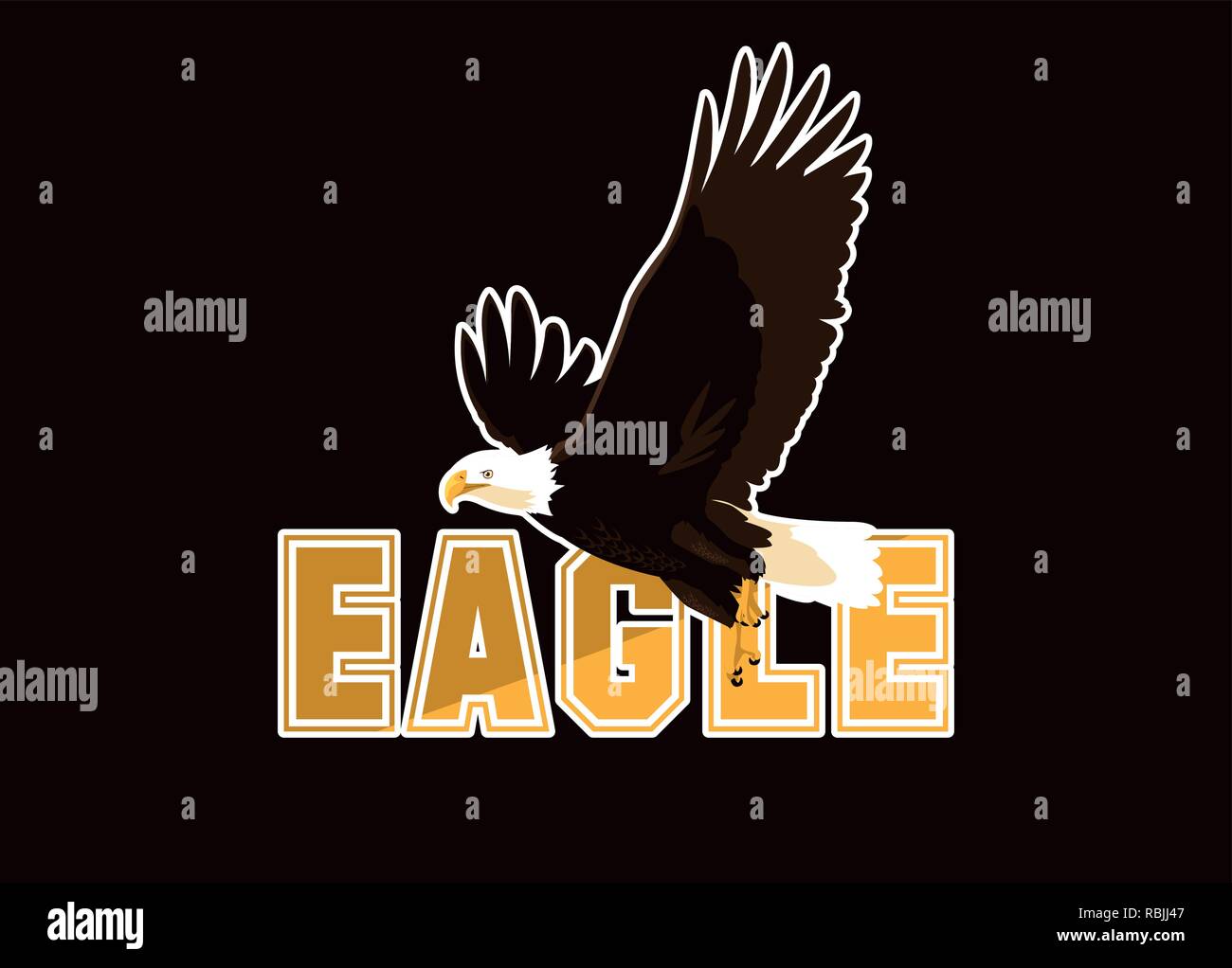 bald eagle bird flying with word vector illustration design Stock ...