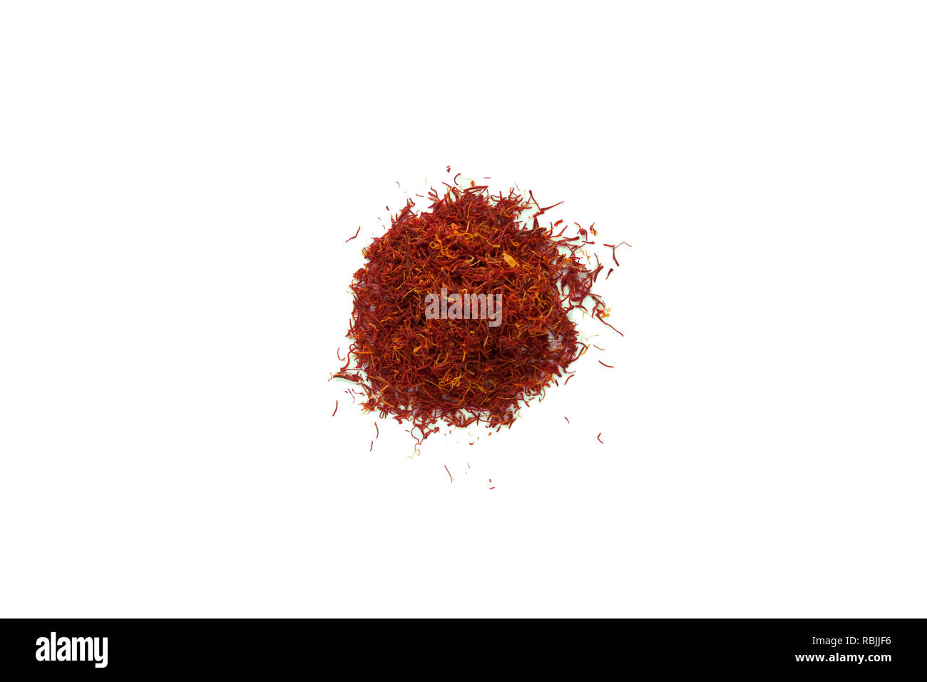organic dry threads saffron spice top view isolated on white background ...