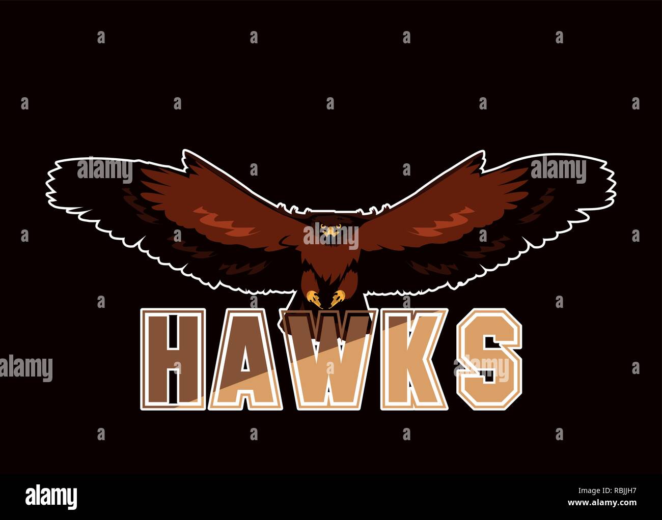 imposing hawk bird flying with word vector illustration design Stock ...