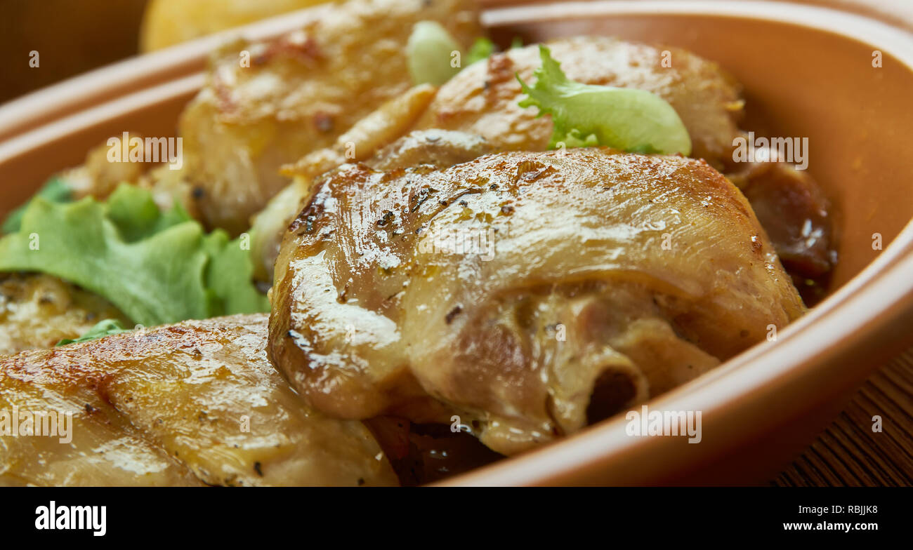 Irish Chicken, Irish cuisine, Traditional assorted dishes, Top view ...