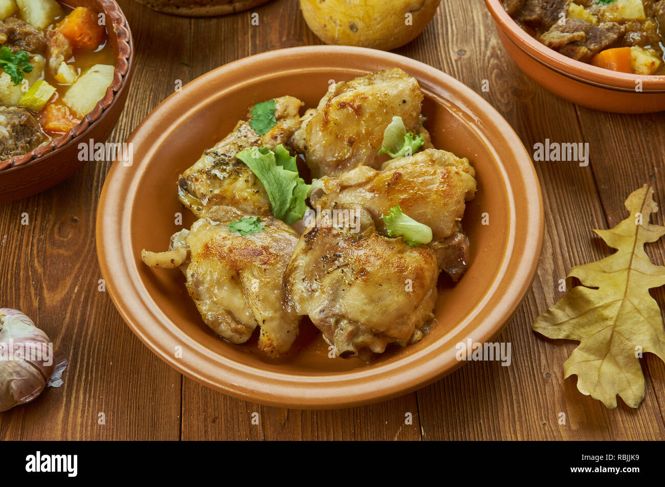 Irish Chicken, Irish cuisine, Traditional assorted dishes, Top view ...