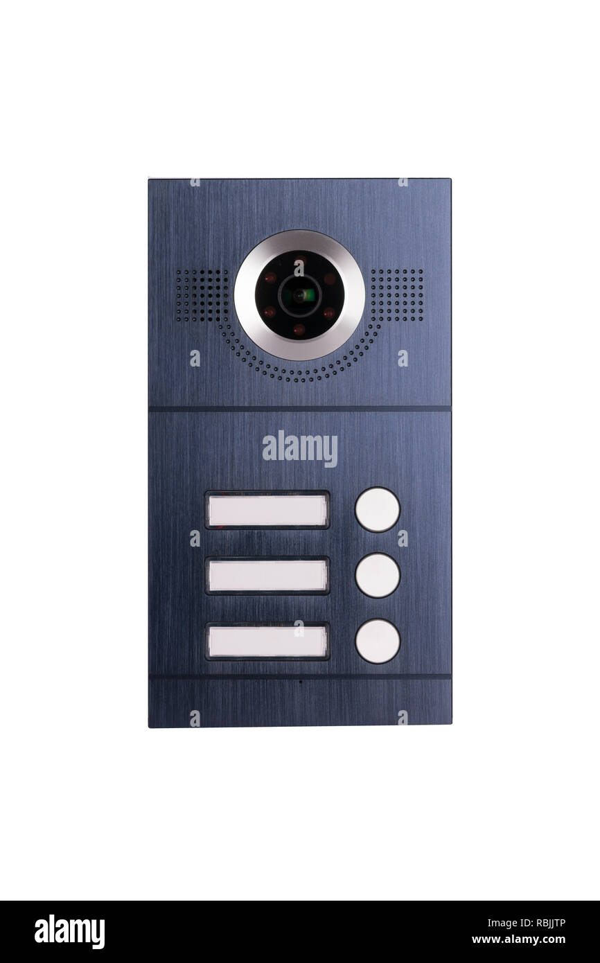 Security system intercom isolated on white background Stock Photo - Alamy