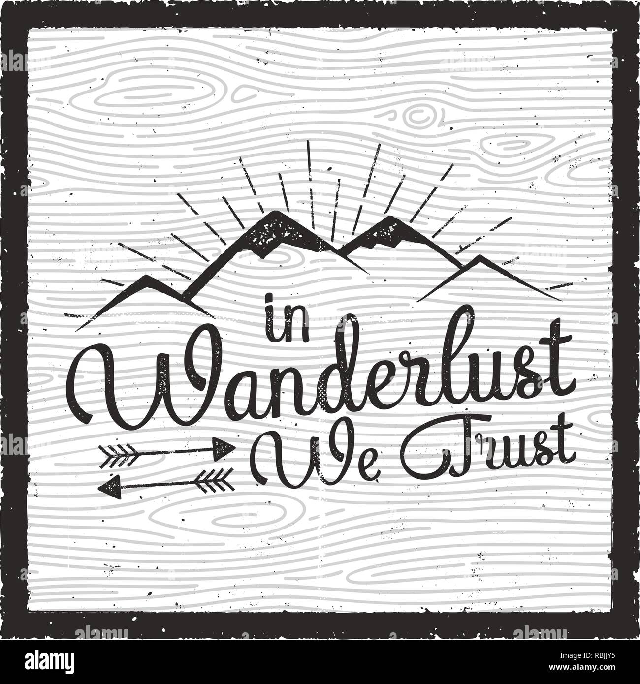 Retro travel poster design. In Wanderlust we trust quote. Old school ...