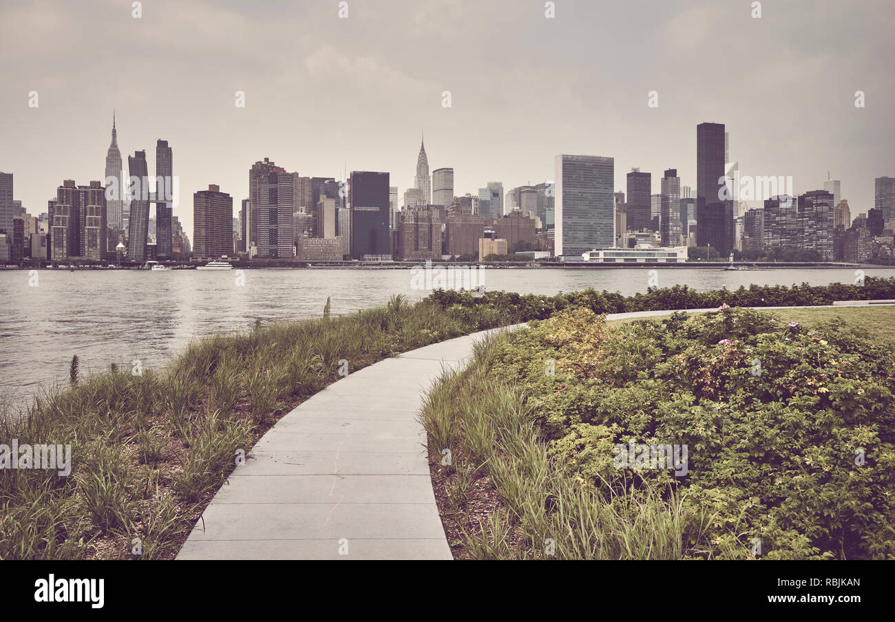 New York City skyline, color toning applied, USA Stock Photo - Alamy