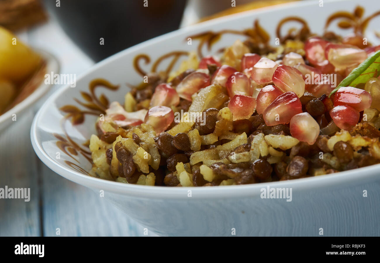 Mujadara, Lentils and Rice with Crispy Onions, Middle Eastern cuisine ...