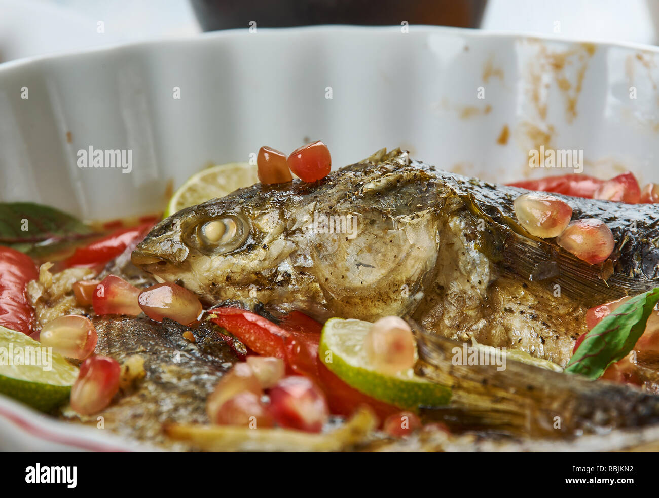 Baked Grey Mullet , Middle Eastern cuisine Levant, Traditional assorted ...