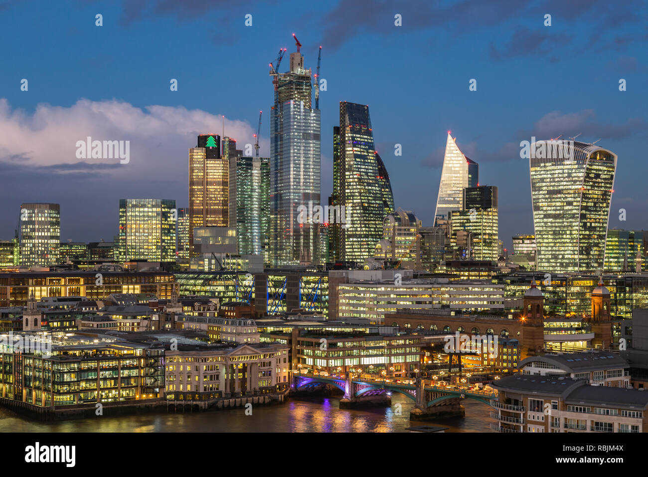 London skyline at dusk from Tate Modern Stock Photo - Alamy