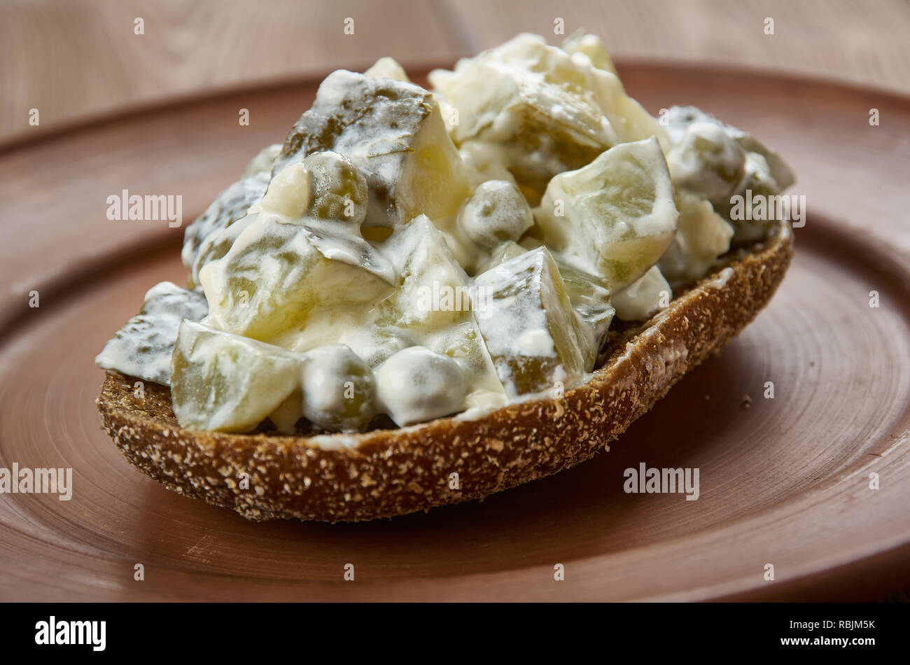 Danish Sandwich Salat Palaegssalat with fish and pickled vegetables ...