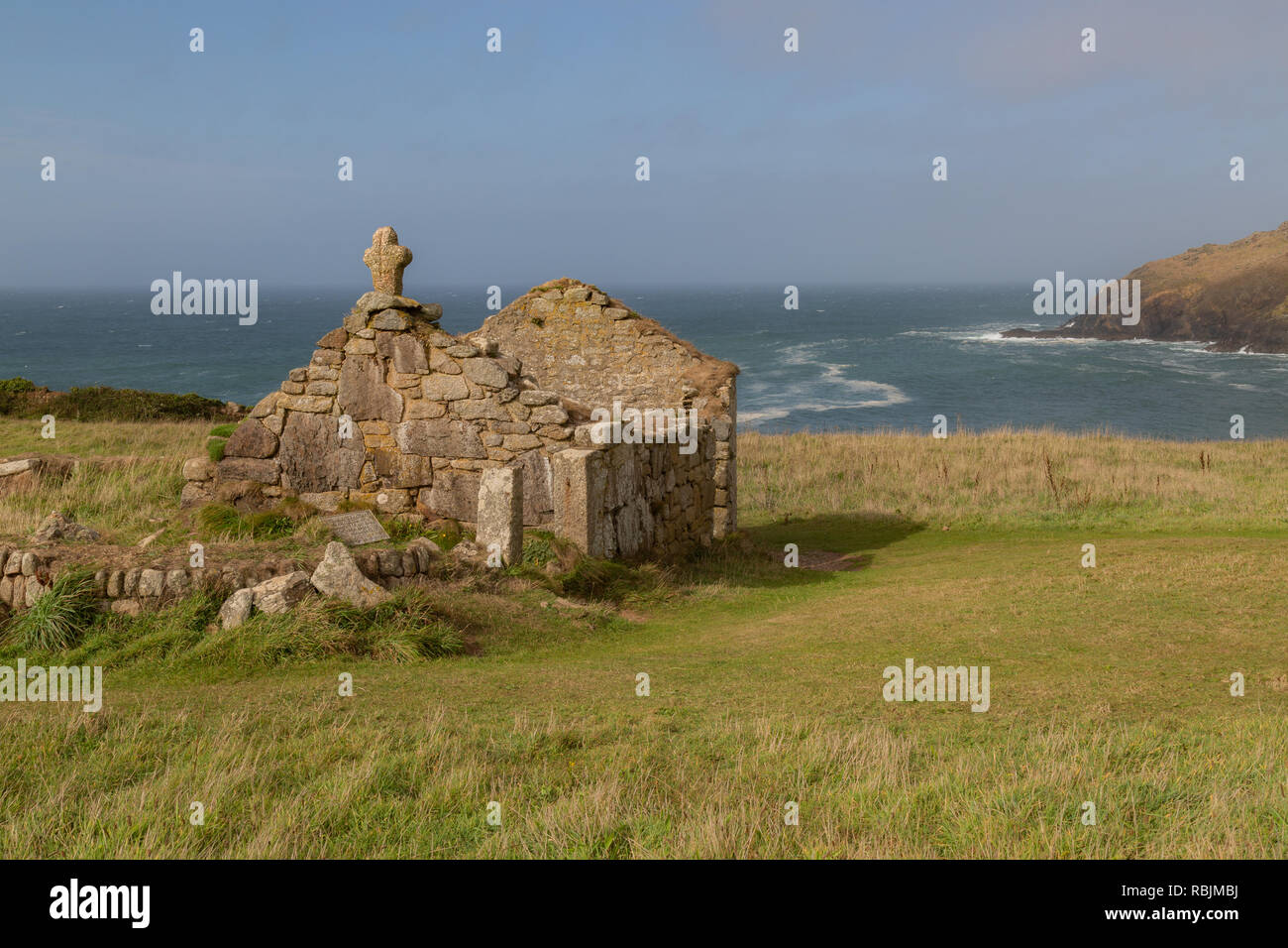 Remains of St Helen's chapel at Priest's Cove, Cape Cornwall Stock ...
