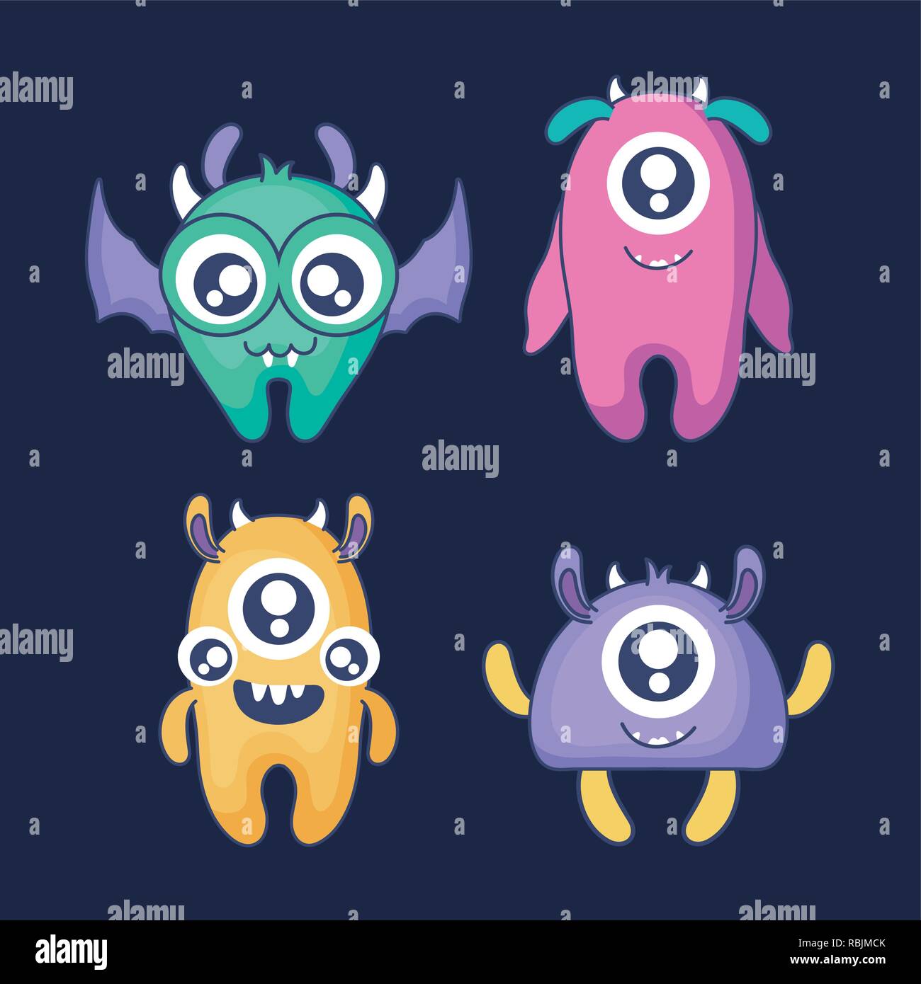 Group of toys creatures Stock Vector Images - Alamy