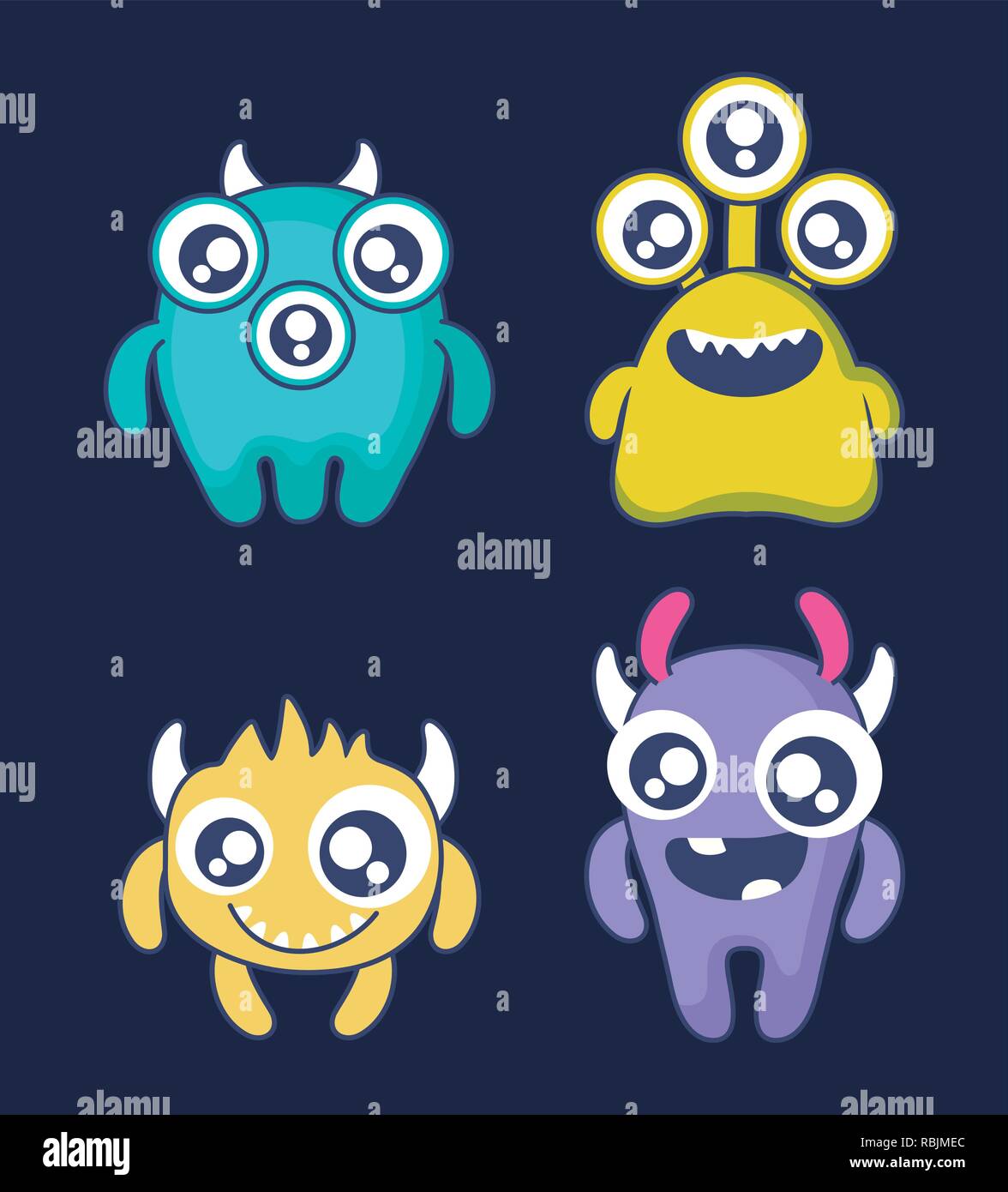 Group cute monsters card hi-res stock photography and images - Alamy
