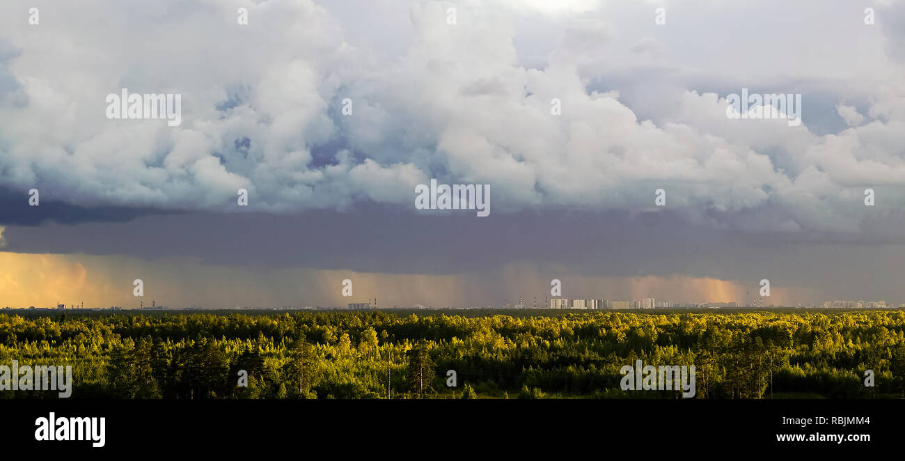 The view from the heights of the forest and the residential complex ...