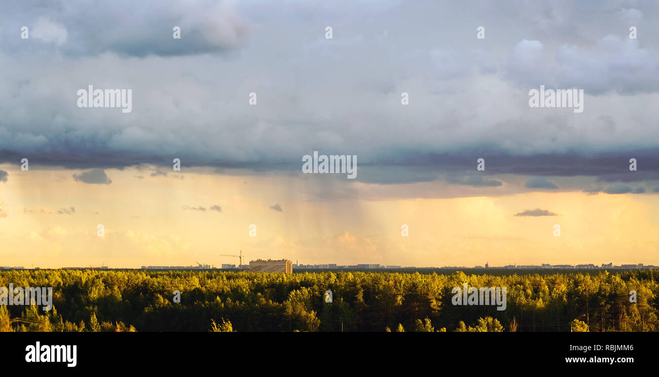 The view from the heights of the forest and the residential complex ...