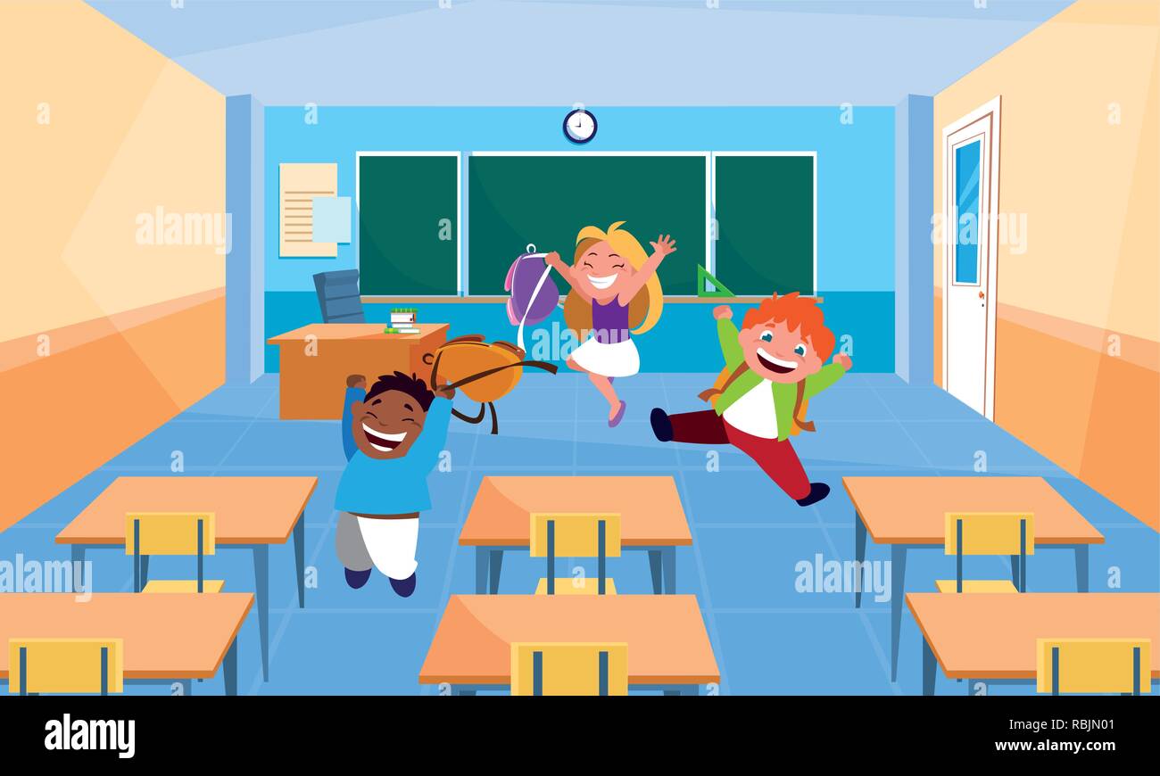 little students kids in the classroom vector illustration design Stock ...