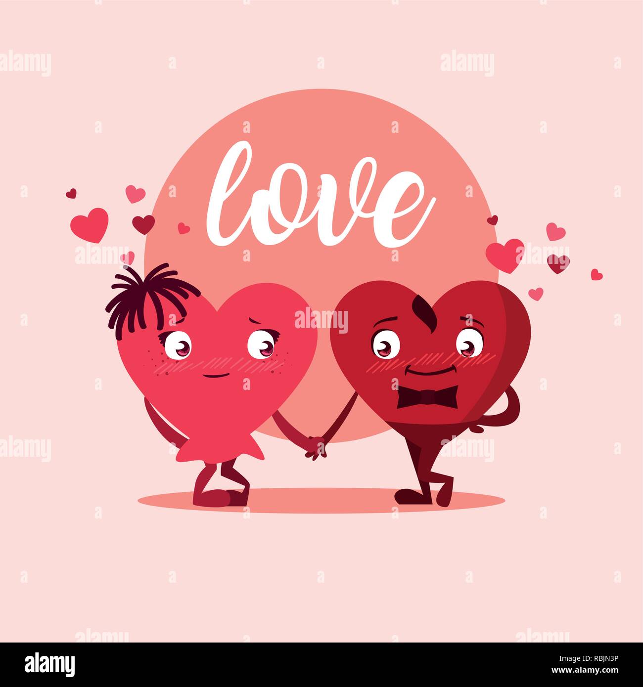 cute hearts couple love card vector illustration design Stock Vector ...