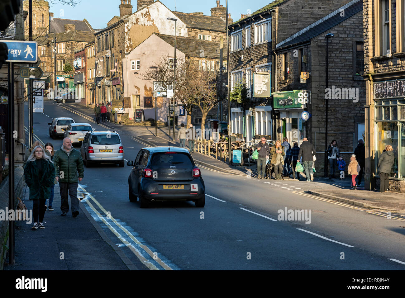 High Street, Uppermill, Lancashire, England UK Stock Photo - Alamy