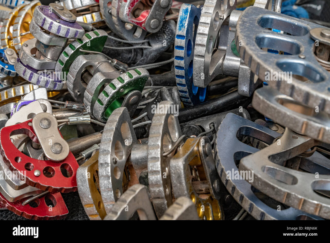 Traditional Rock Climbing Gear. Cams, Stoppers, Rope, Quickdraws, and ...