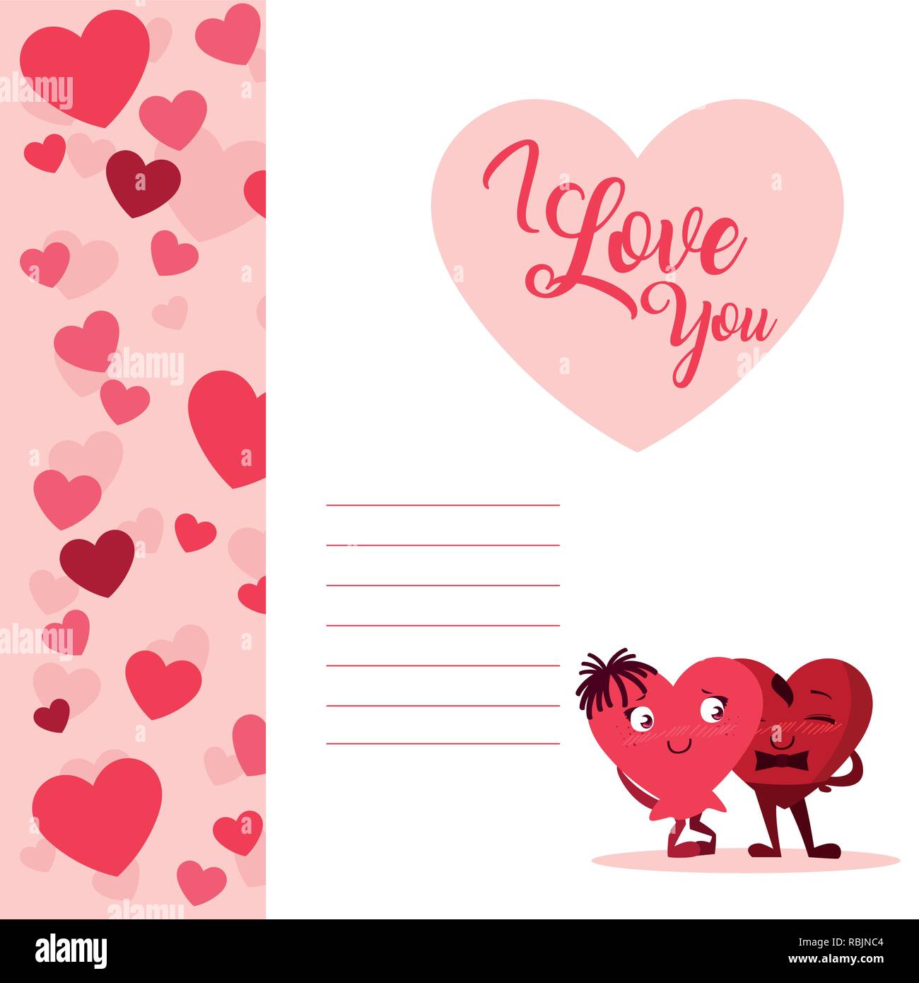 cute hearts couple love card vector illustration design Stock Vector ...