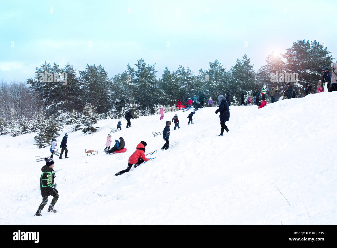 Children slide down water slide hi-res stock photography and images - Alamy