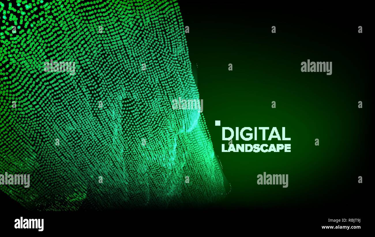 Technology Landscape Vector. Tech Surface. Dot Land. Geometric Data ...