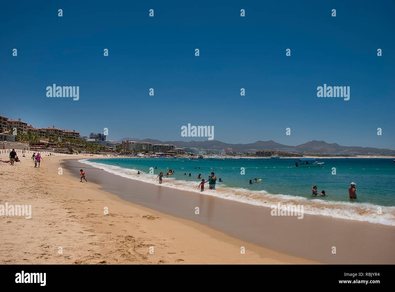 The beautiful sands of Medano Beach in Cabos San Lucas, Mexico Stock ...