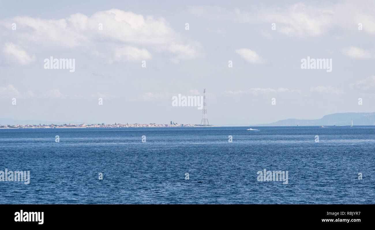 Overview of the Strait of Messina. The strait divides the island of ...