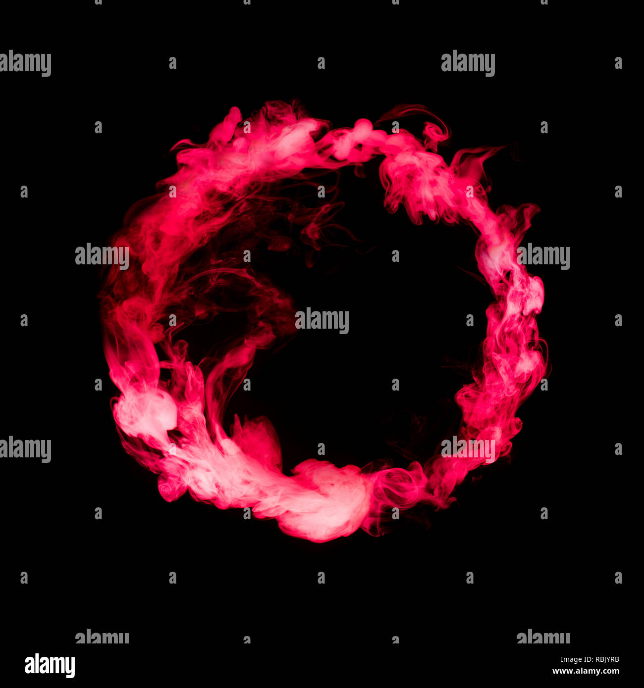 circle from red colorful smoke isolated on black background Stock Photo ...