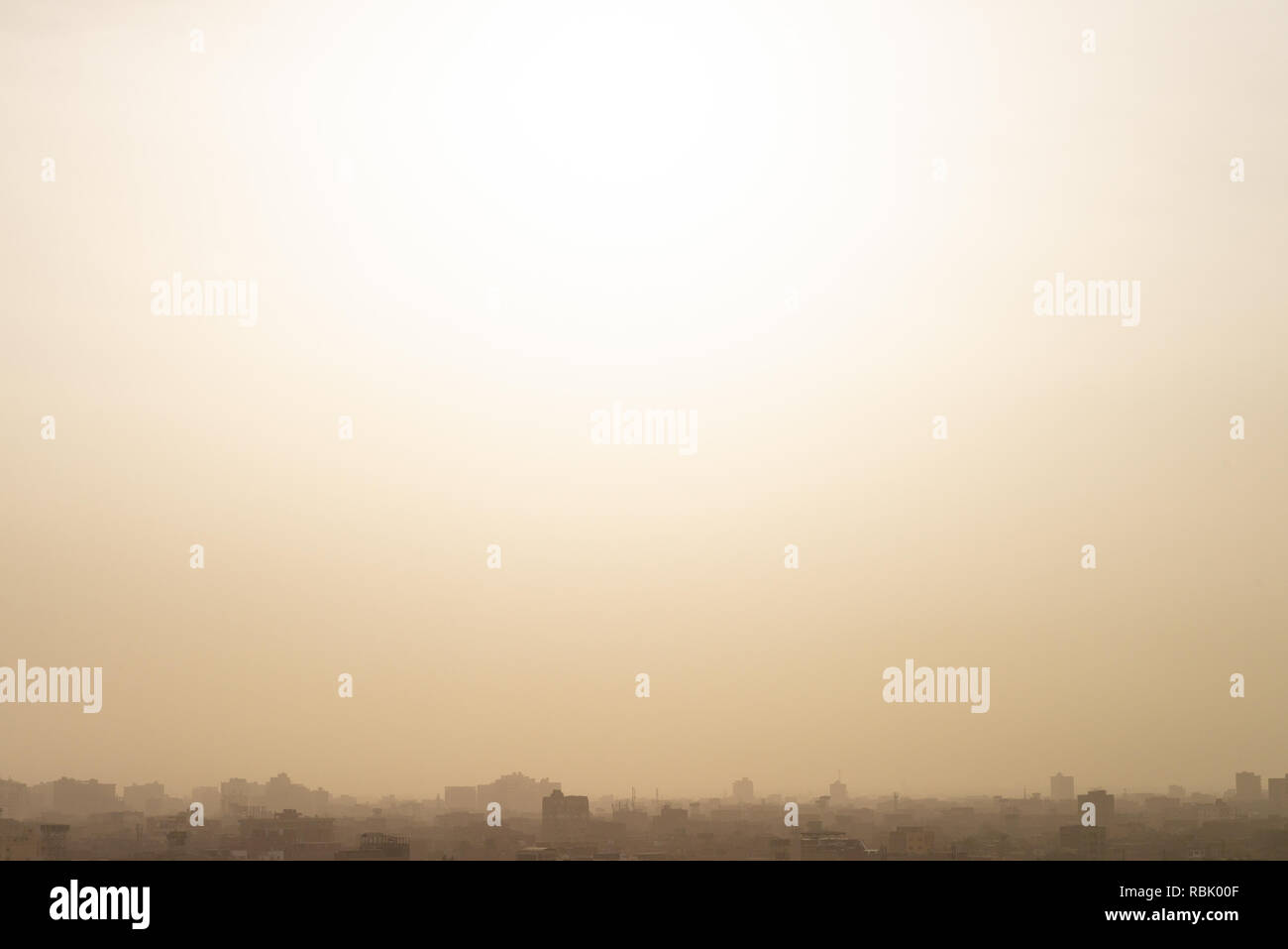 Smog and dirty air showing clearly air pollution over the city of Cairo ...