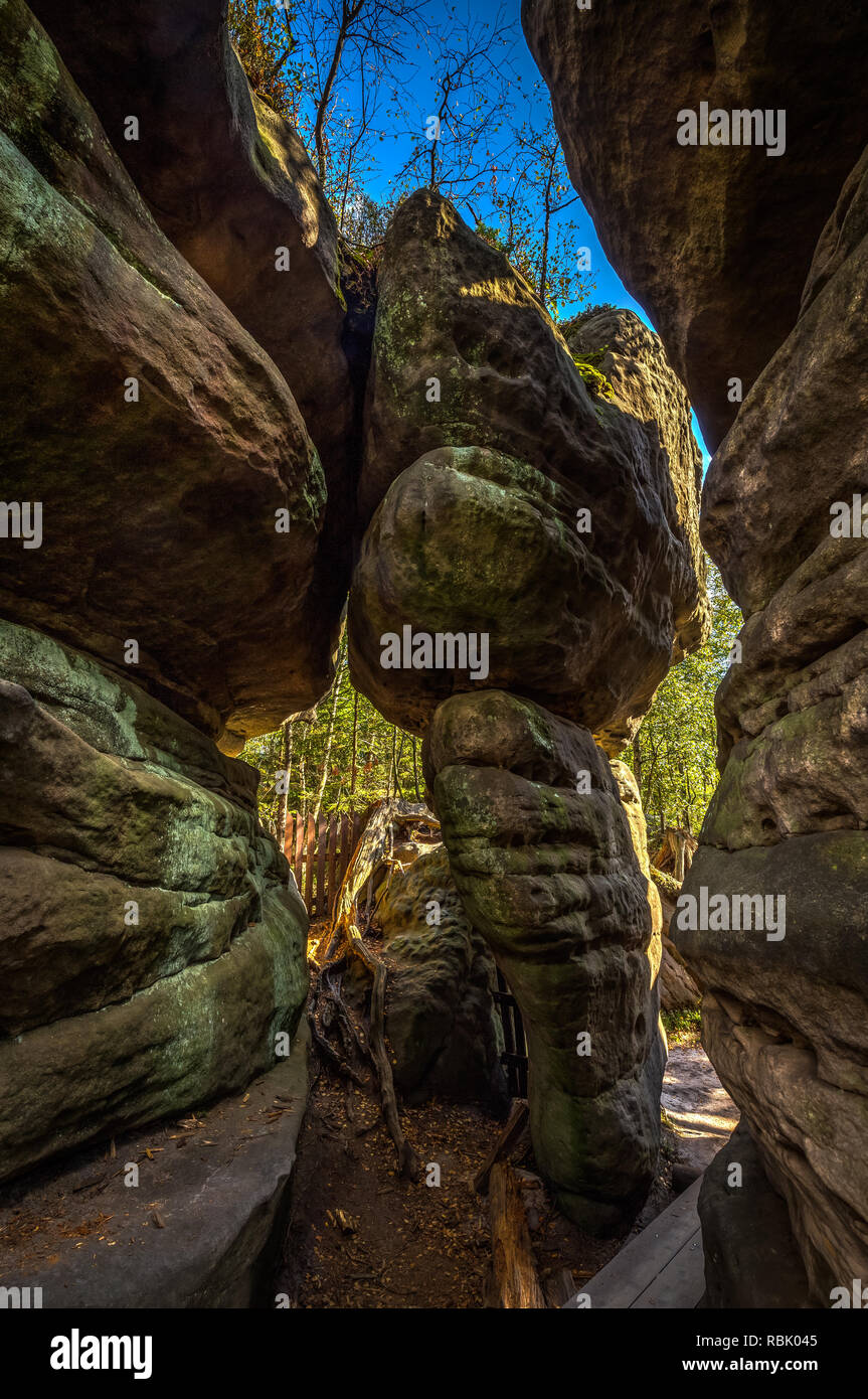 Sandstone tower stone formation from several rock in Stone labyrinth ...