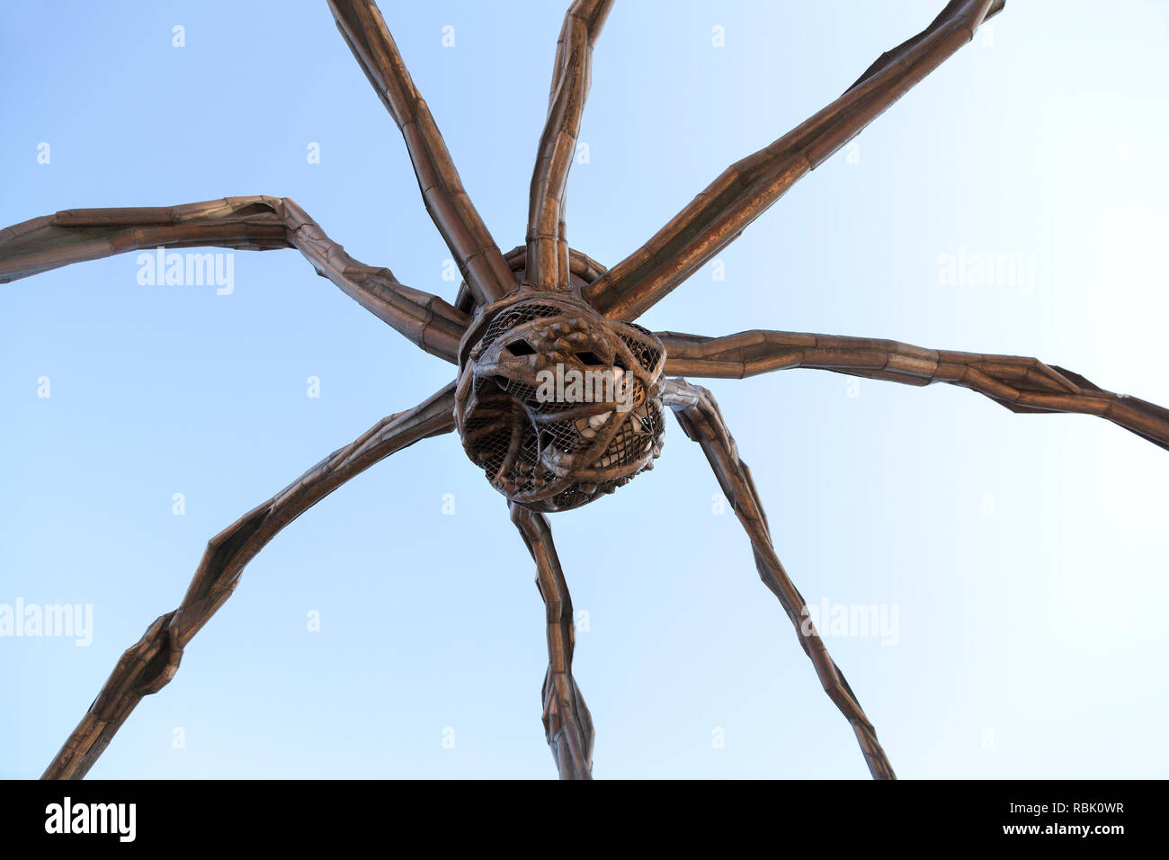 Abstract view of the spider statue at the Guggenheim Museum at dawn ...