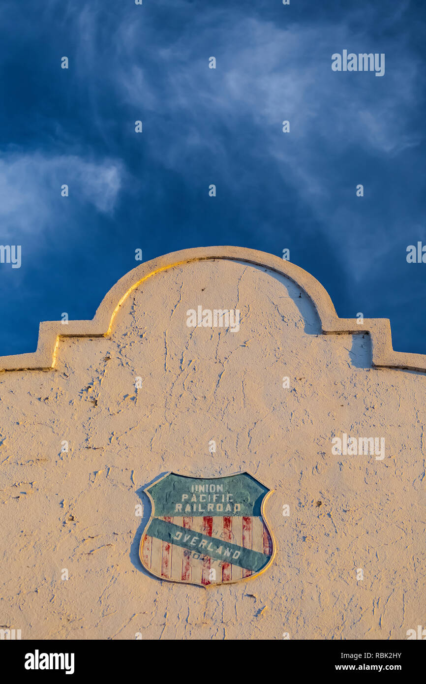 Union Pacific Railroad logo on the mission revival style Caliente ...