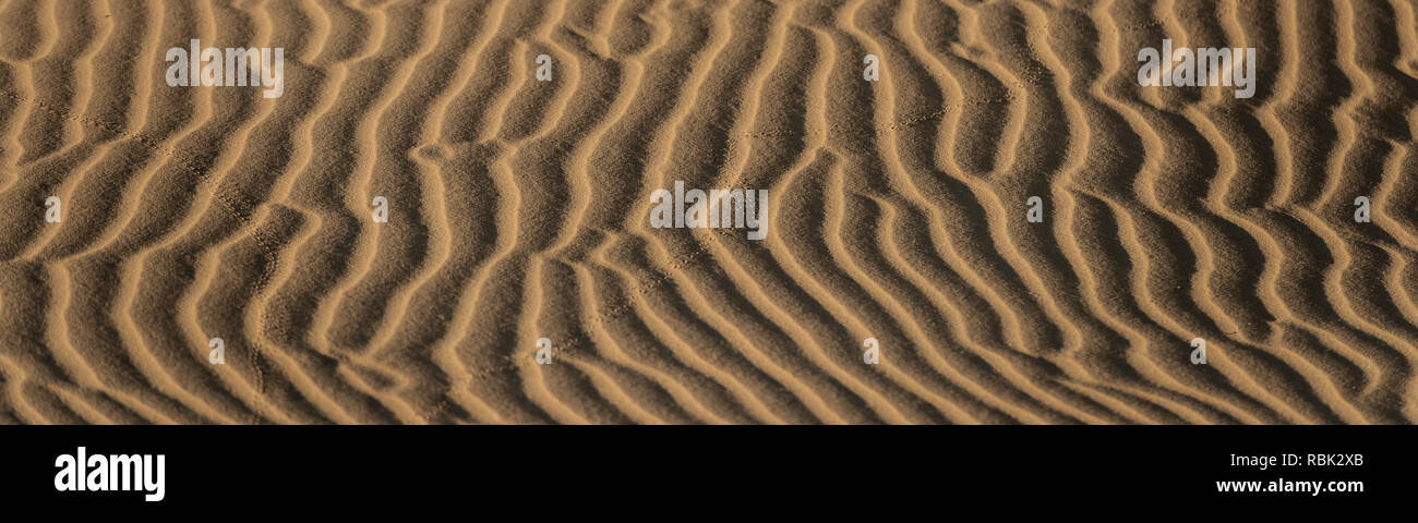 Abstract desert sand pattern shaped by low sunlight and wind formed ...