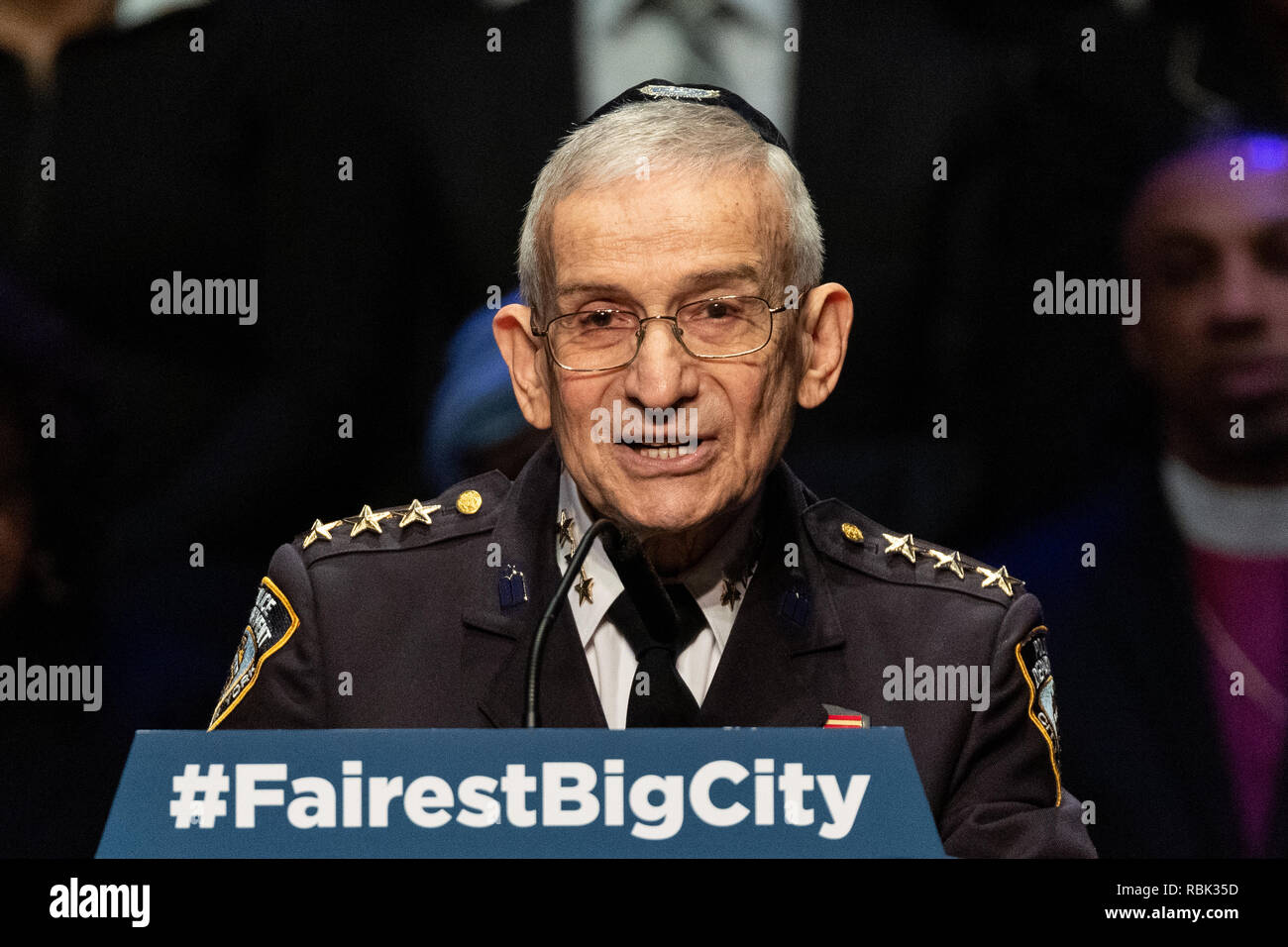 New York City Police Department Chaplain Rabbi Alvin Kass seen giving ...