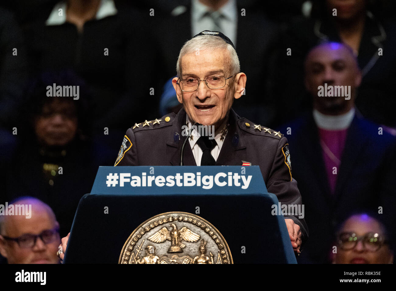 New York City Police Department Chaplain Rabbi Alvin Kass seen giving ...