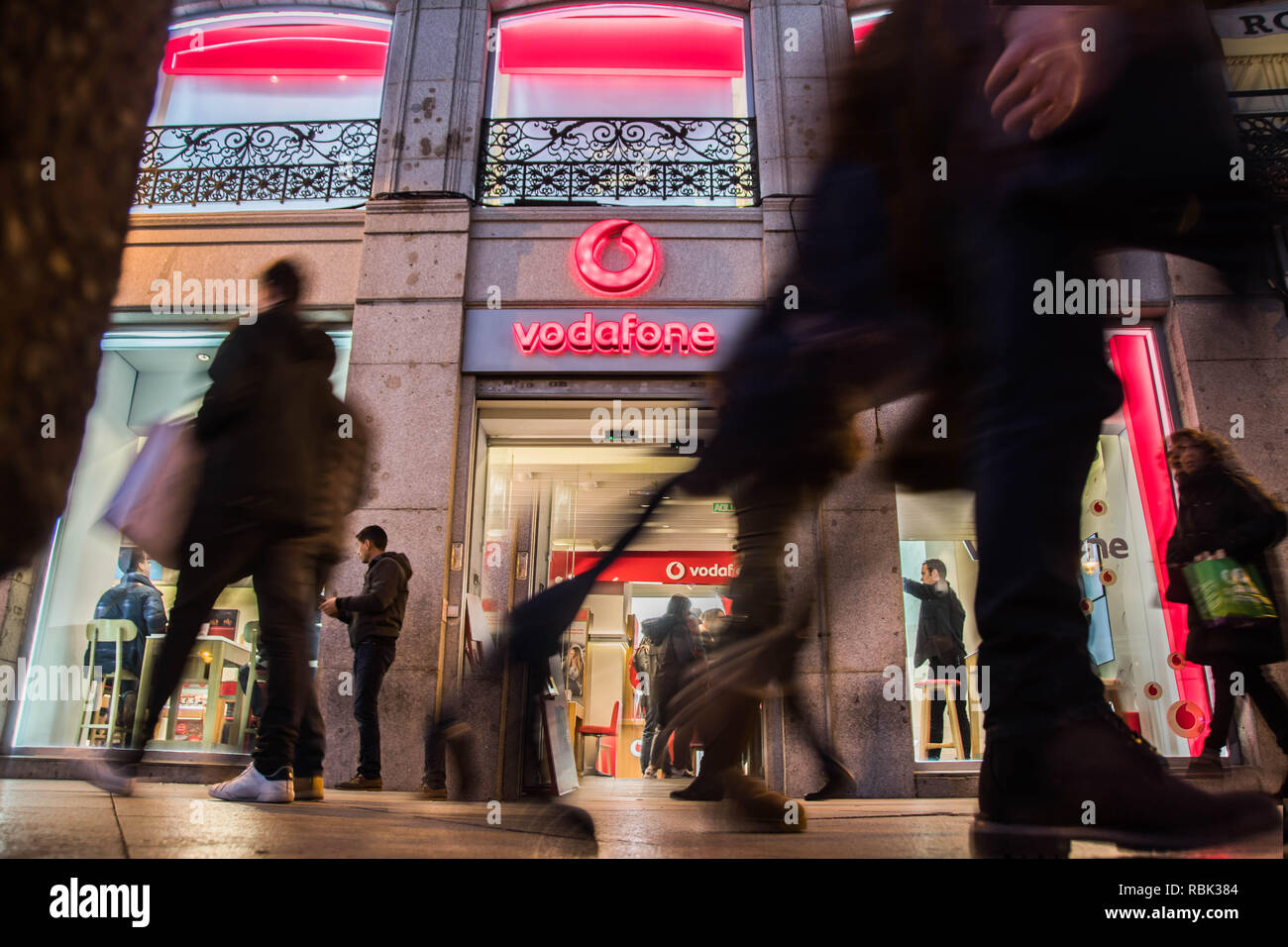 A Vodafone store seen in Madrid. Vodafone Spain announces the dismissal ...