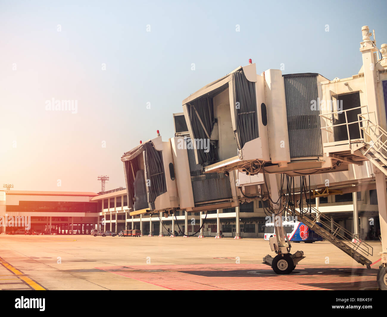 BANGKOK, THAILAND-November 5, 2018: Aero bridge or jetway in airport ...