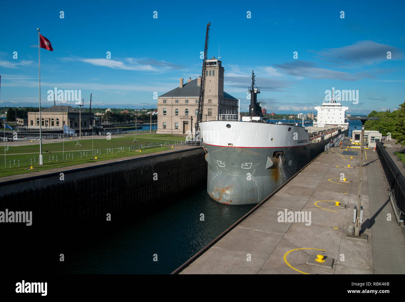 Sault Ste Marie, Michigan. The bulk carrier Kaministiqua going through ...