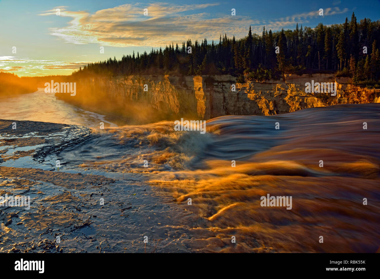 Hay River at sunrise, above Alexandra Falls, Twin Falls Territorial ...