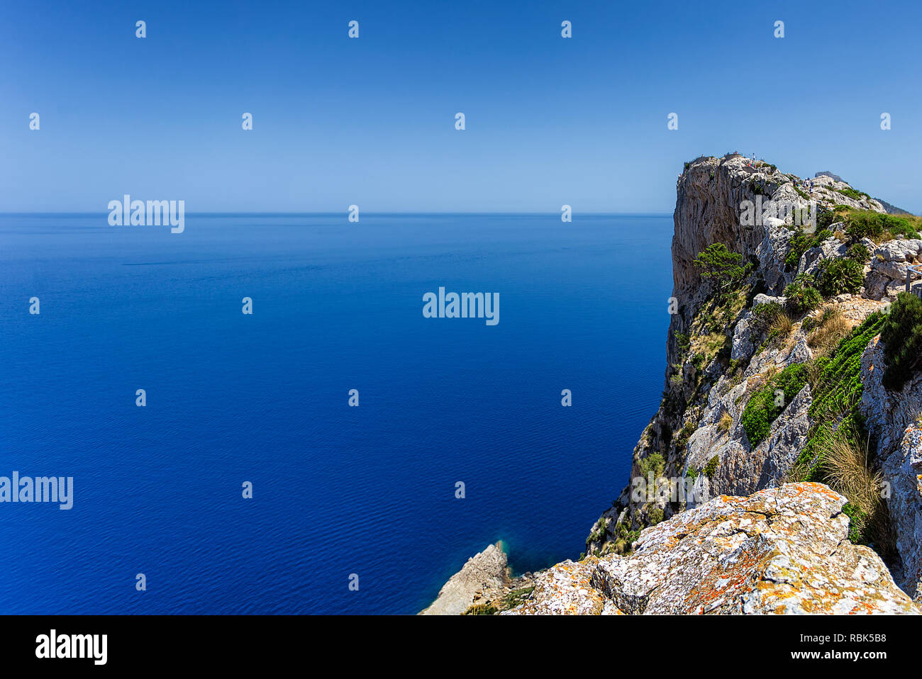 High rocky cliff edge view on Formentor peninsula, Mallorca Stock Photo ...
