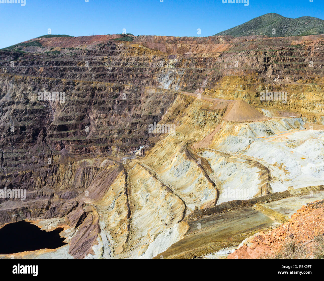 view of the destruction left after an old copper mine closes and is ...