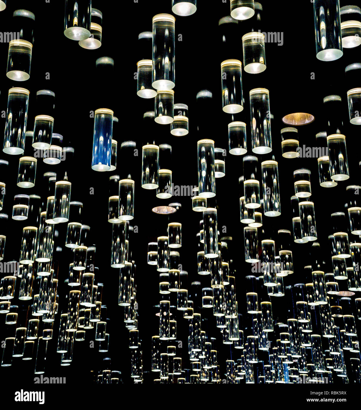 Modern abstract lights at a dark ceiling Stock Photo - Alamy