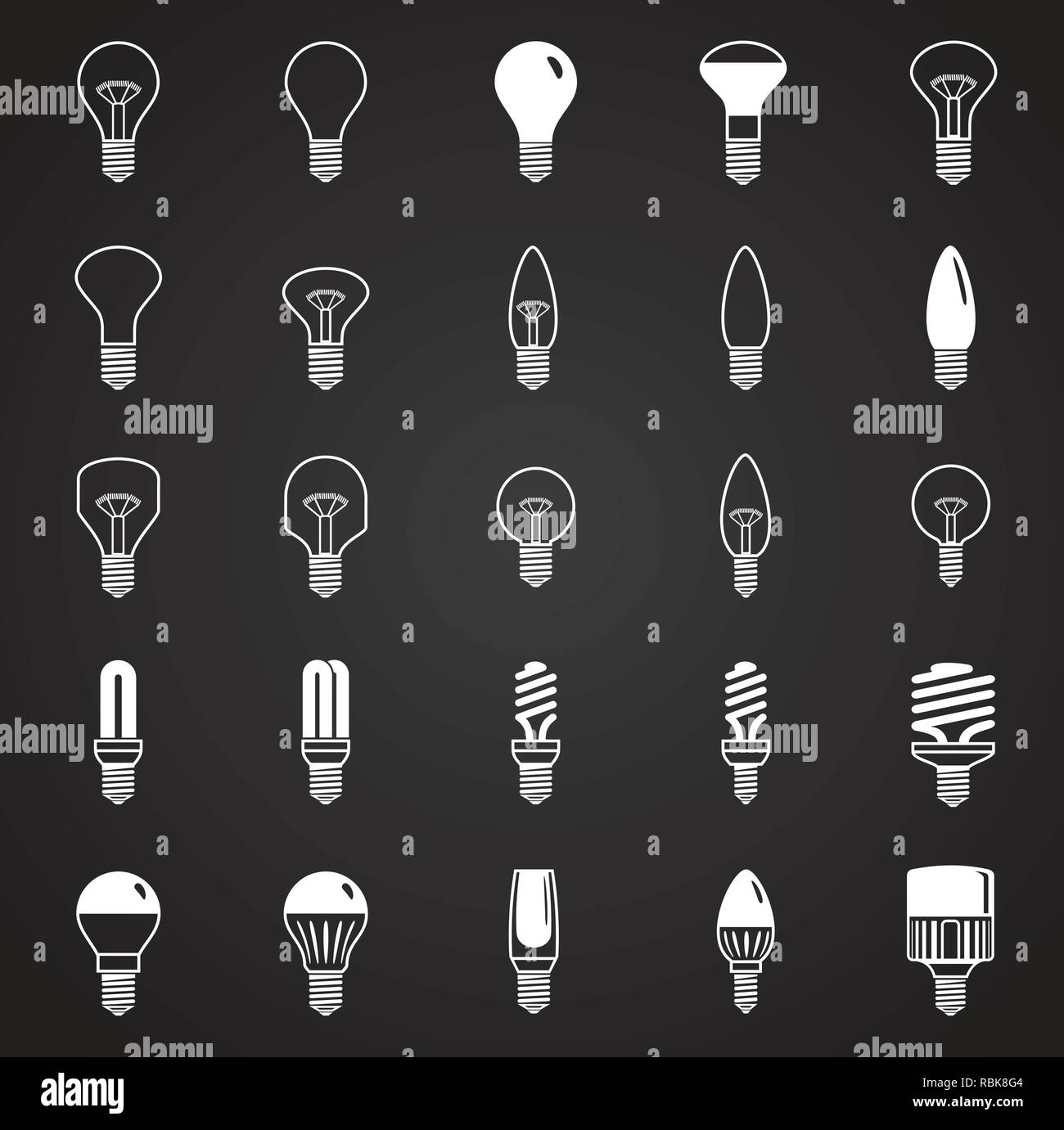 Lamp icons set on black background for graphic and web design, Modern ...