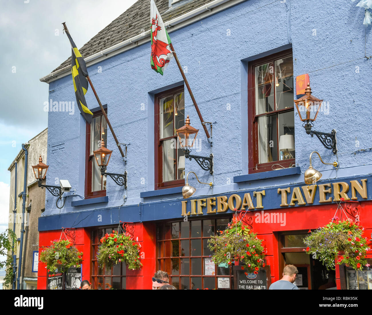 TENBY, PEMBROKESHIRE, WALES - AUGUST 2018: Exterior view of The ...