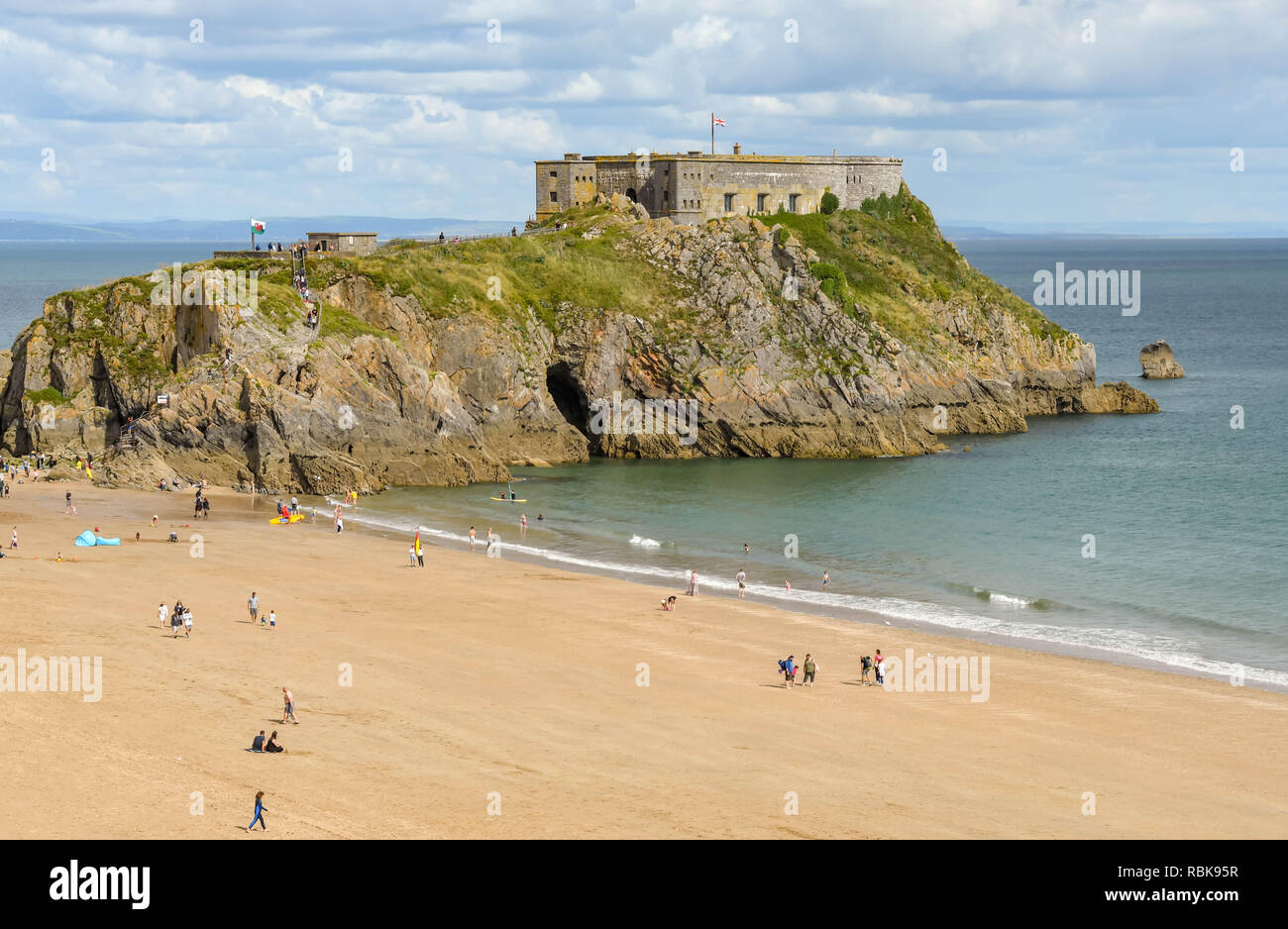TENBY, PEMBROKESHIRE, WALES - AUGUST 2018: St Catherine's Island and ...