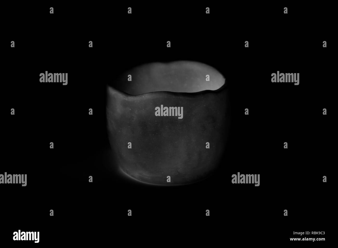 Clay cup, made by hand. Handmade, single copy. Computer processing ...