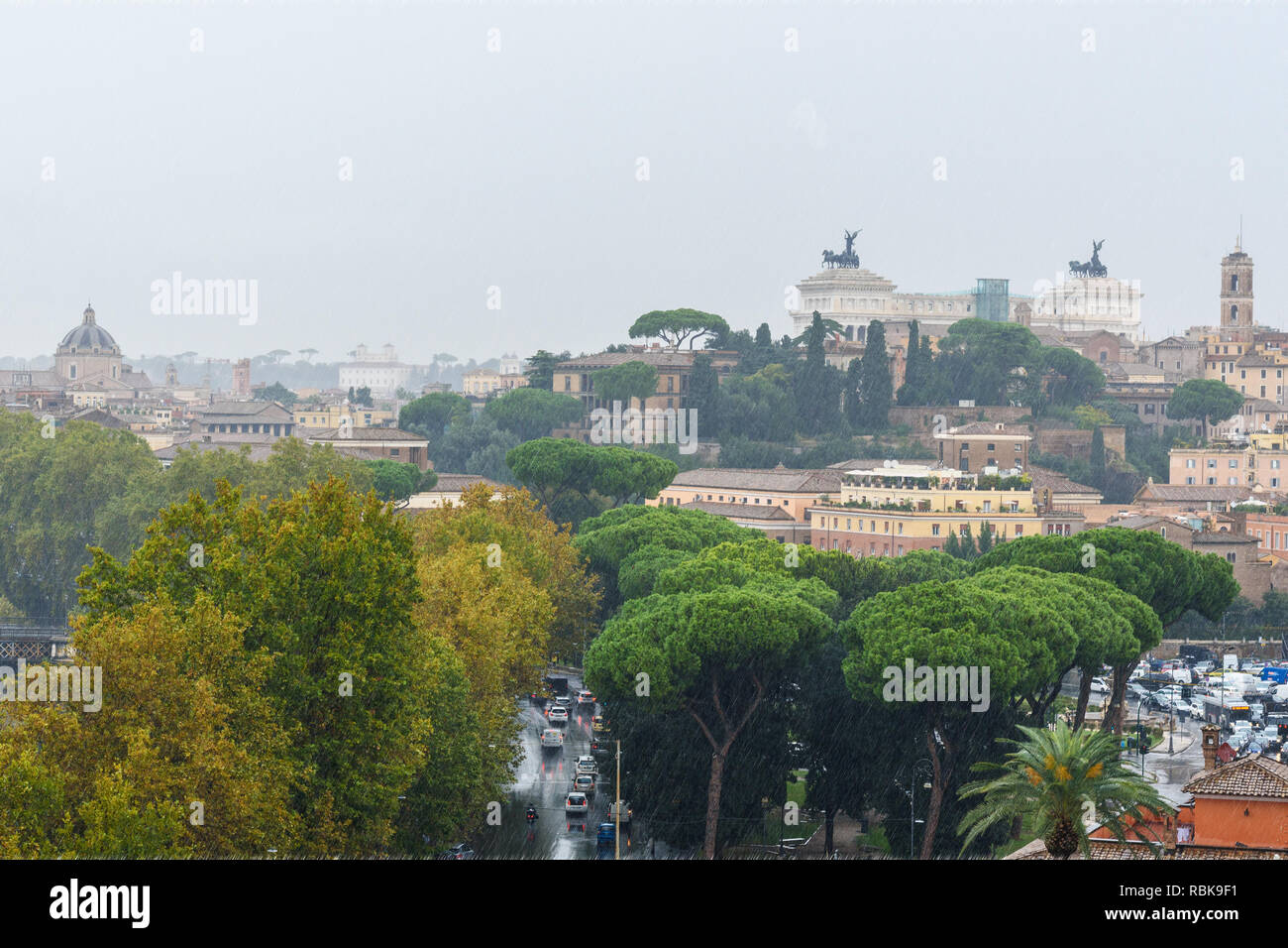 View on Rome from Orange Garden, Giardino degli Aranci on Aventine hill ...