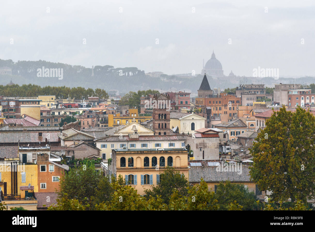 View on Rome from Orange Garden, Giardino degli Aranci on Aventine hill ...