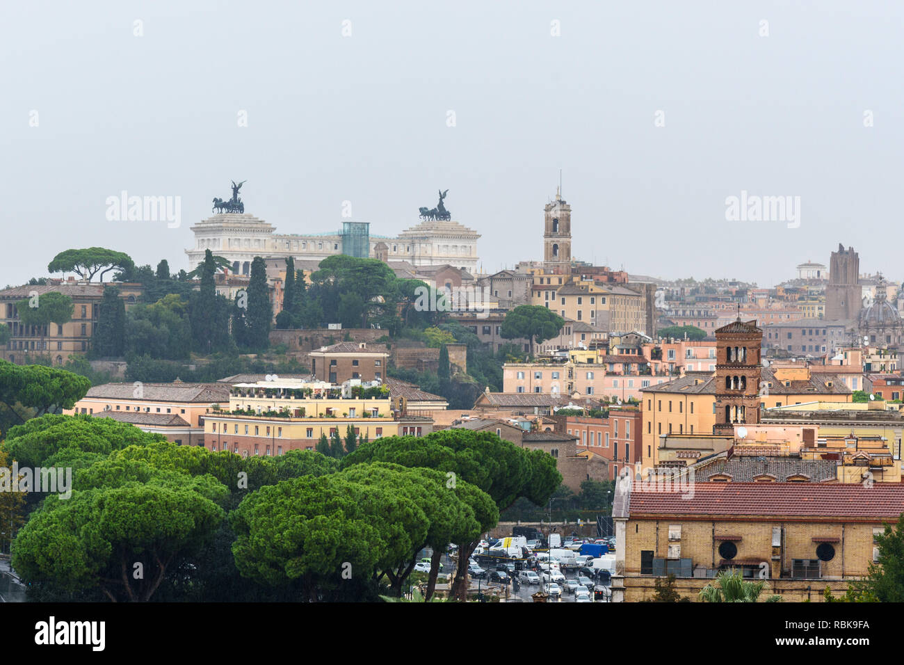 View on Rome from Orange Garden, Giardino degli Aranci on Aventine hill ...