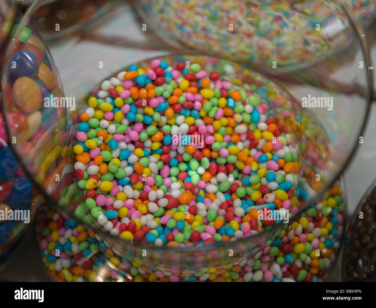 Colorful Confetti Candy inside Transparent Glass Container Stock Photo ...